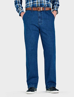 Mens Denim Trousers & High Waisted Elastic Jeans - Chums